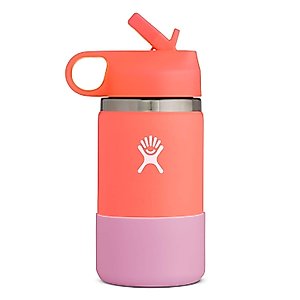 Hydro Flask 12 oz. Kids Wide Mouth Water Bottle with Straw Lid- Stainless Steel, Reusable, Vacuum Insulated
