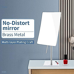 DOWRY 5X Tabletop Magnifying Makeup Mirror Adjustable Rectangular Vanity Mirror for Bedroom 304 Stainless Steel Polished Chrome