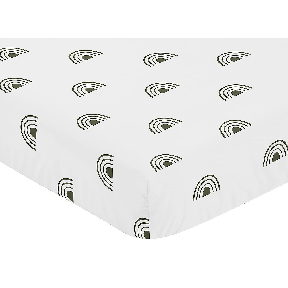 Sweet Jojo Designs White and Hunter Green Boho Rainbow Boy or Girl Fitted Crib Sheet Baby or Toddler Bed Nursery - Bohemian Celestial Sky Outdoors Nature Gender Neutral