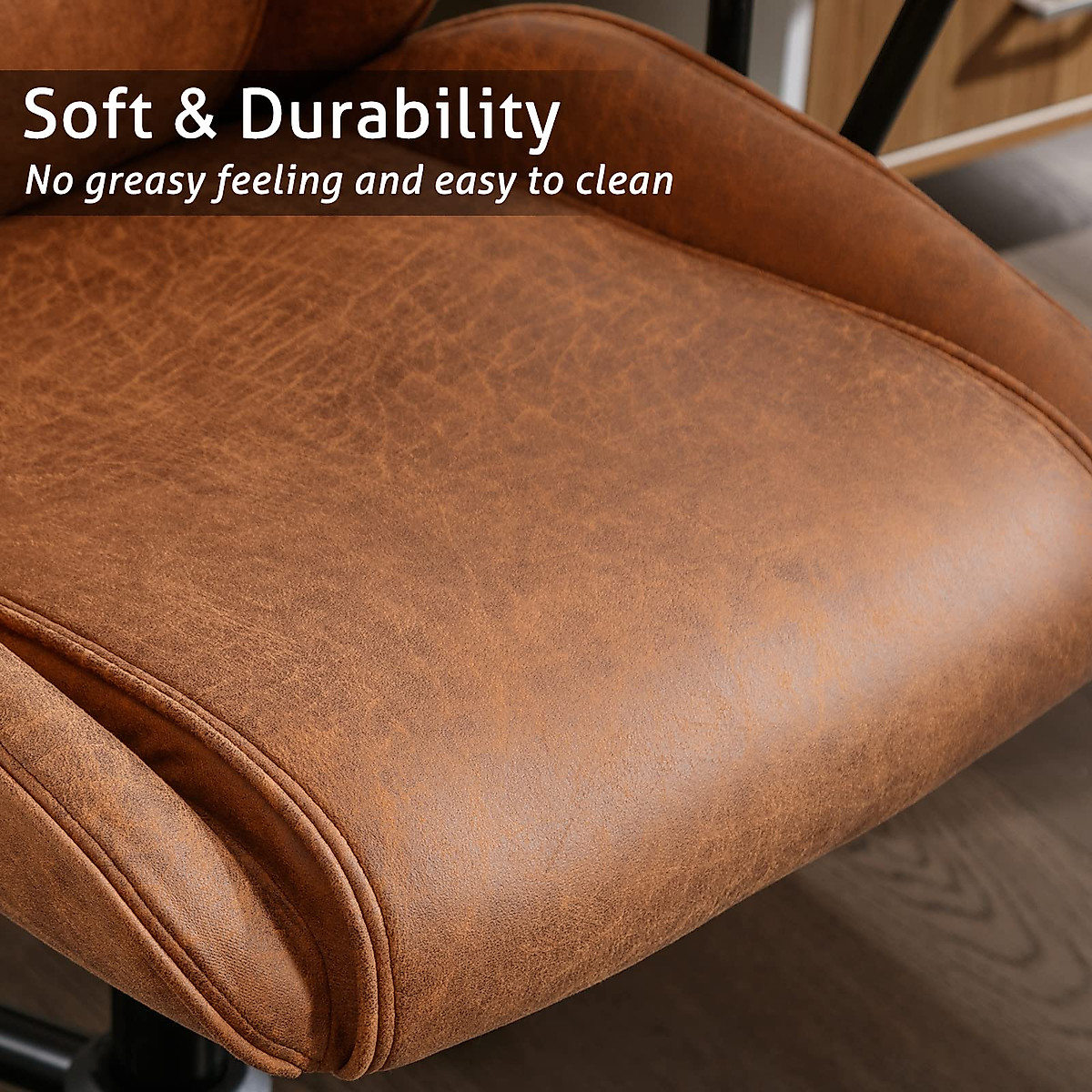 BOWTHY Executive Chair Mid Century Office Modern Chair,55° Reclining High Back Desk Chair with Wheels,Conference Room Chairs,Brown Office Chair,Swivel Chair 330lbs,Computer Chair for Adults