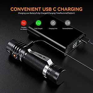 Wurkkos Mini EDC Flashlight Rechargeable - WK03 1800 Flashlight High Lumens - Super Bright Pocket LED Flashlight - Small Powerful Flashlight SST40 LED with Magnetic Tail Cap and Diffuser
