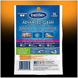 DenTek Easy Brush Advanced Clean Interdental Cleaners, Standard, 16 Count, 6 Pack