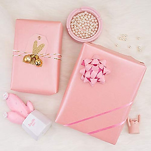 RUSPEPA Pink Matte Wrapping Paper - Solid Color Pearly - lustre Paper Perfect for Wedding, Birthday, Christmas, Baby Shower -17 Inches X 32.8 Feet