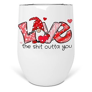Valentine's Gnome 12 oz Stainless Steel Spill Proof Wine Tumbler with Lid