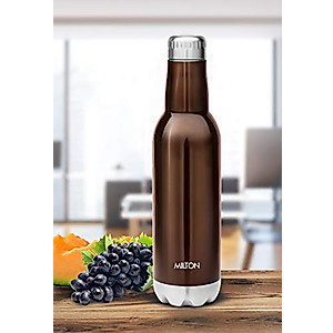 Milton Pride 600 Thermosteel Vaccum Insulated Hot & Cold Water Bottle, 500 ml, Brown