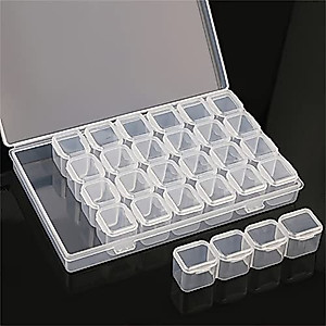Typutomi 28 Grids Storage Box, Clear Plastic Diamond Painting Embroidery Box Beads Storage Container Jewelry Case for Beads, Jewelry, Tools, Pill and DIY Crafts
