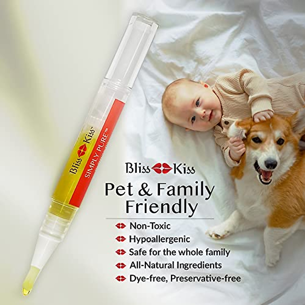 Bliss Kiss | 1 Crisp Fragrance | Nail Oil Cuticle Pen w/Vitamin E & Jojoba⏤Nail Strengthener Nail Growth Treatment for Brittle Peeling Breaking Thin Nails