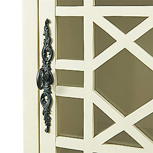 Martin Svensson Home Elegant Chairside End Table with Power, Antique Cream White