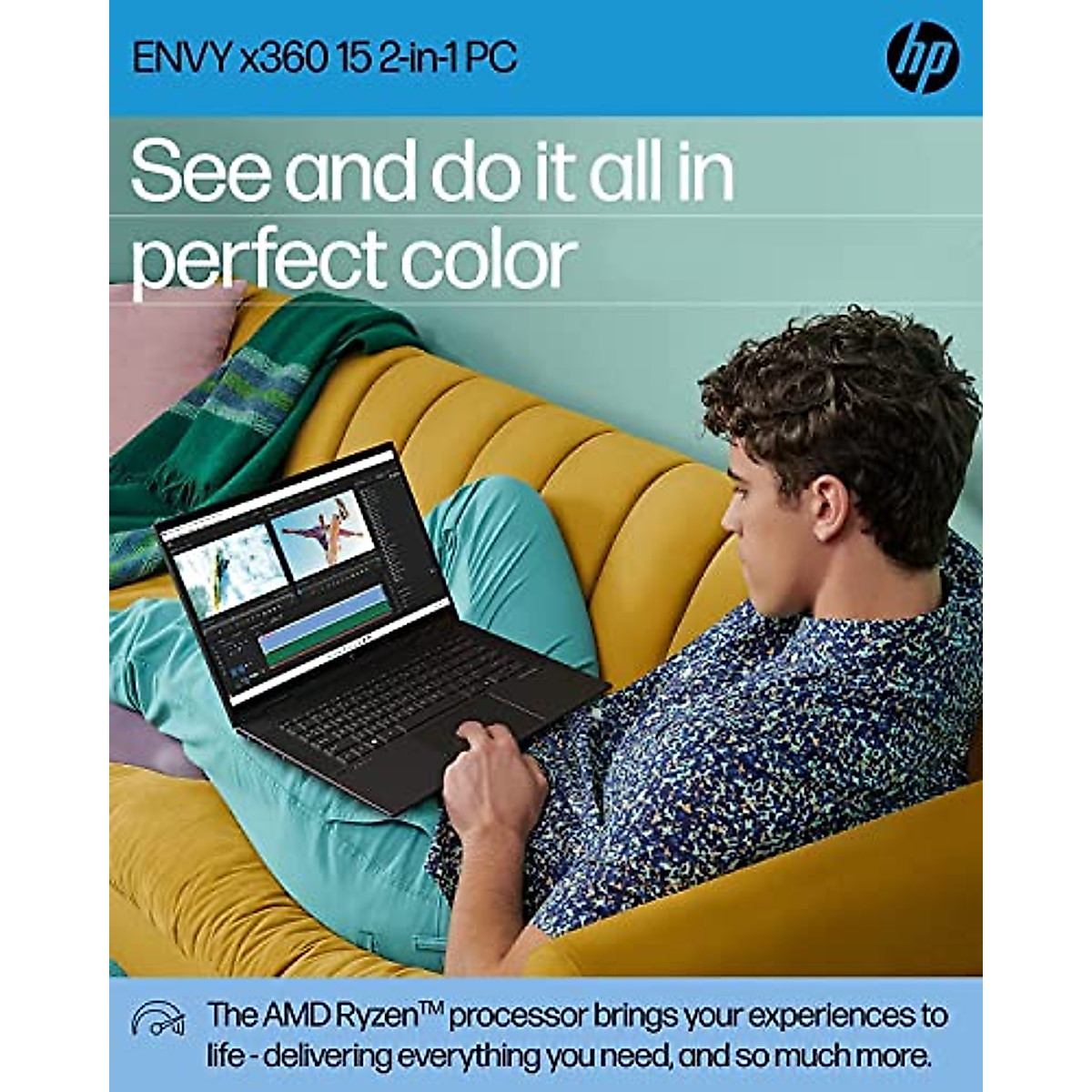 HP 2023 Newest Envy x360 Touchscreen 2-in-1 Laptop, 15.6 Inch Touch Display, AMD Ryzen 7 5825U Processor, AMD Radeon Graphics, 16GB RAM, 512GB SSD, Finger Print Reader, Bluetooth, Wi-Fi, Win 11 Home