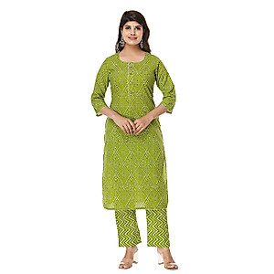 Vihaan Impex Indian Green Kurti Set for Women with matching Pant