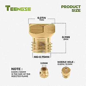 M6×0.75mm/0.5mm Brass Jet Nozzle, TEENGSE 20PCS LP Gas Conversion Kit for Propane LPG Natural Gas Pipe, Water Heater, DIY Burner Parts