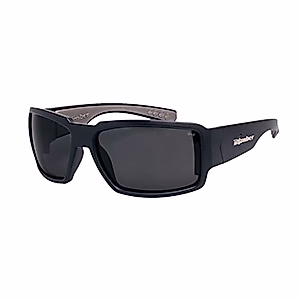 BOOGIE Bomb BG103 Floating Safety Sunglasses: Matte Black frame, Smoke PC Safety lens, Non-Slip Gray foam lining, ANSI Z87+ Compliant, UVA/UVB, Safe for Rugged Activity, Wet Conditions.