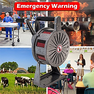 Vixen Horns Air Raid Hand Crank Siren, Loud Heavy Duty Tornado Siren with Base/Table Mount, Fire Air-raid Alarm, Warning Construction Air Horn VXS-1200M