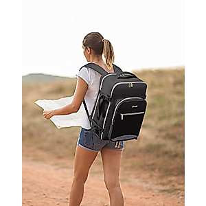 LOVEVOOK Travel Backpack for Women Men as Personal Item Flight Approved, 40L Luggage Carry On Backpack, 17.3inch Large Daypack Laptop Waterproof Outdoor Sports with 3 Packing Cubes, Black