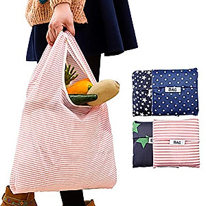 Reusable Grocery Bags Set of 6 Foldable Shopping Tote Bag,Washable, Durable and Lightweight (Reusable Grocery Bags 6 PACK)