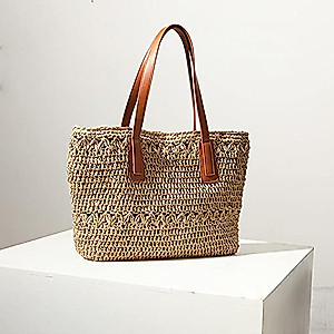 ZLKJMY Straw Cross-bodyBag Shoulder Bag,Woven Bag Female Straw Woven Bag one-Shoulder Portable Large-Capacity Rattan Bag Holiday Beach Bag (Color : 2)