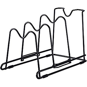 DRNKS Iron Rack Dish Rack Kitchen Pot lid Rack Storage Box Shelf Storage Pot lid Multi-Function Pot Holder Spoon Rack Foldable Suitable for Kitchen