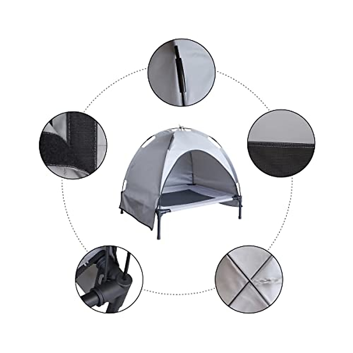 VANFOND Elevated Dog Bed with Canopy , Raised Mesh Canopy Pet Cot for Small/Medium Dogs Outdoor Camping or Beach