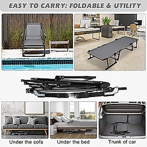 ABORON 6 Adjustable Metal Platform Bed/Sofa Mattress,Heavy Duty Folding Bed Cot Size,Portable Guest Beds,Rollaway Fold Out Bed/Thick Mat and Pillow for Spare Bedroom & Office