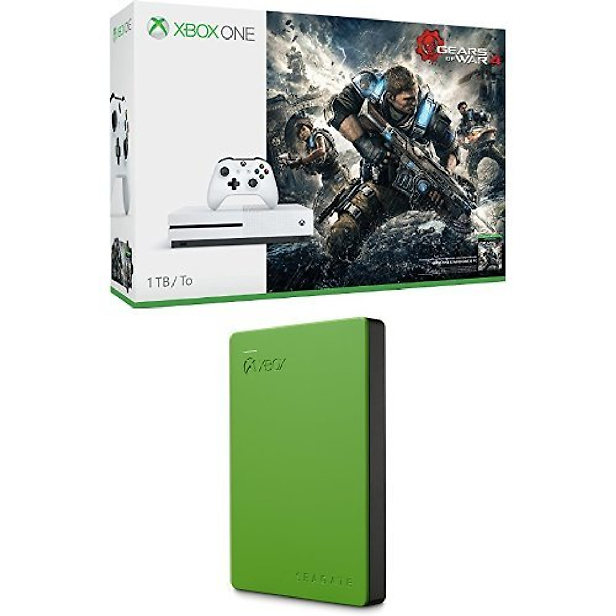 Xbox One S 1TB Console - Gears of War 4 Bundle + Seagate 2TB Green Game Drive for Xbox