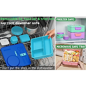 Fimibuke Bento Lunch Box with Leak Proof 8oz Soup Thermos, 60oz Lunch Container with Insulated Food Jar, 3-4 Compartments, Sauce Jar & Utensils for Kids Adult Teens Toddlers, BPA-Free, Dishwasher Safe