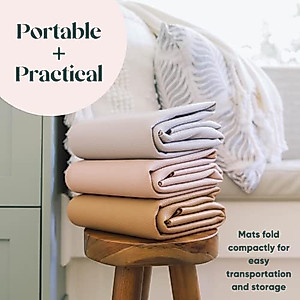 AVA + OLIVER Vegan Leather Multipurpose Play Mat - Indoor Outdoor Picnic Beach or Splat Mat - Waterproof and Sand Proof Foldable Blanket (Square (47" x 47"), Pink)