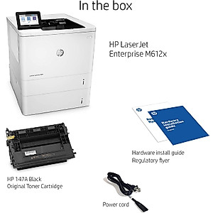 HP Laserjet Enterprise M612x Single-Function Wireless Monochrome Laser Printer, White - Print only - 4.3" Touchscreen, 75 ppm, 1200 x 1200 dpi, Auto Duplex Printing, Ethernet - Cbmou External Webcam