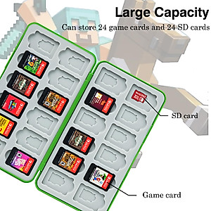 TIKOdirect Game Card Case for Nintendo Switch/SD Cards, Storage 24 Switch Game Cards Portable Holder Pretty Cute Hard Shell with Magenic Closure, Green