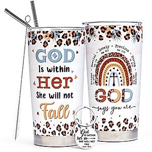 365fury Christian Gifts for Women - Religious Gifts For Women - Inspirational Gifts for Women - Birthday Gifts for Women, Mom, Friends- Religious Gifts - Christian Tumbler 20Oz - Religious Travel Mug