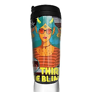 HLQkshWr Third Rock Eye Band Blind Coffee Cups with Lid for Keep Beer Reusable Coffee Mug Travel Cups Tumblers Drinking Cups for Men Women Modern Coffee Accessories Water Bottle for Home 350ml