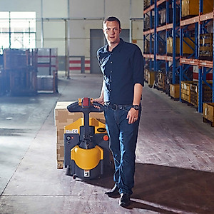 APOLLO Full Electric Pallet Jack Truck Heavy Duty Lithium Battery Mini Walkie Pallet Truck for Narrow Scene 3300lbs Capacity 48" x 27" Forks