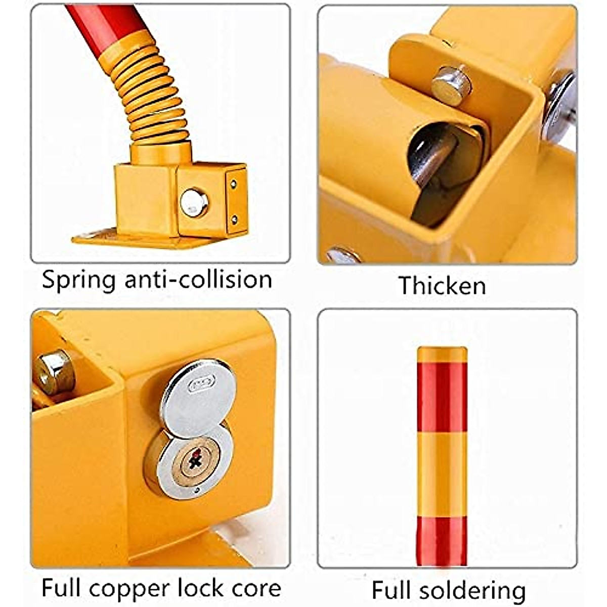 Folding Car Parking Space Lock,with Spring Parking Barrier Post Fold Down Post Barrier Steel Security Posts with Padlock(Yellow 600x70mm)
