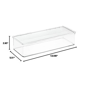 iDesign Kitchen Binz Stackable Box, 14cm x 34cm x 7.5cm, Clear, 14 x 34 x 7.5 cm