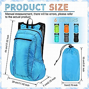 Dunzy 6 Pcs Lightweight Backpack Waterproof Hiking Travel Backpack Foldable Outdoor Camping Daypack for Men Women 6 Colors