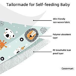 Cosermart Disposable Baby Bibs 50pcs Disposable Travel Feeding Bibs with Food Catcher, Waterproof Individual Packed Eating Bibs For Kids Toddler Infant(Animal)