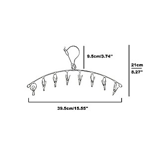 Mokife Sock Drying Racks Stainless Steel, 3 Pack Underwear Dryer with 8 Clips Swivel Laundry Hanger with Windproof Hook for Hanging Towels Bras Gloves Baby Clothes Indoor Outdoor