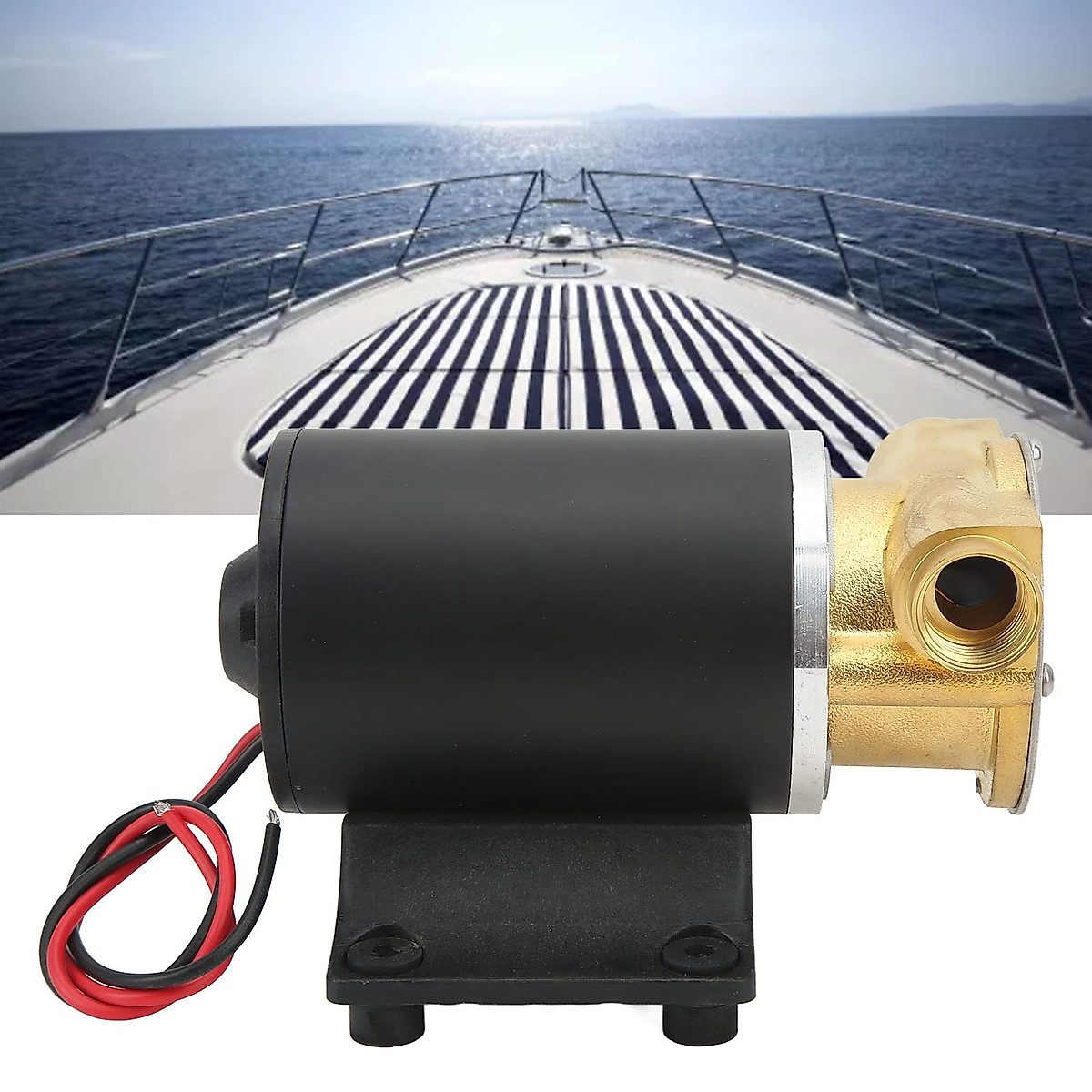 Self Priming Impeller Bilge Pump, Long Life Span 6GPM Baitwell Pump Large Traffic Flush Pump Boat Bilge Pump for Liquid Transfer(#1)