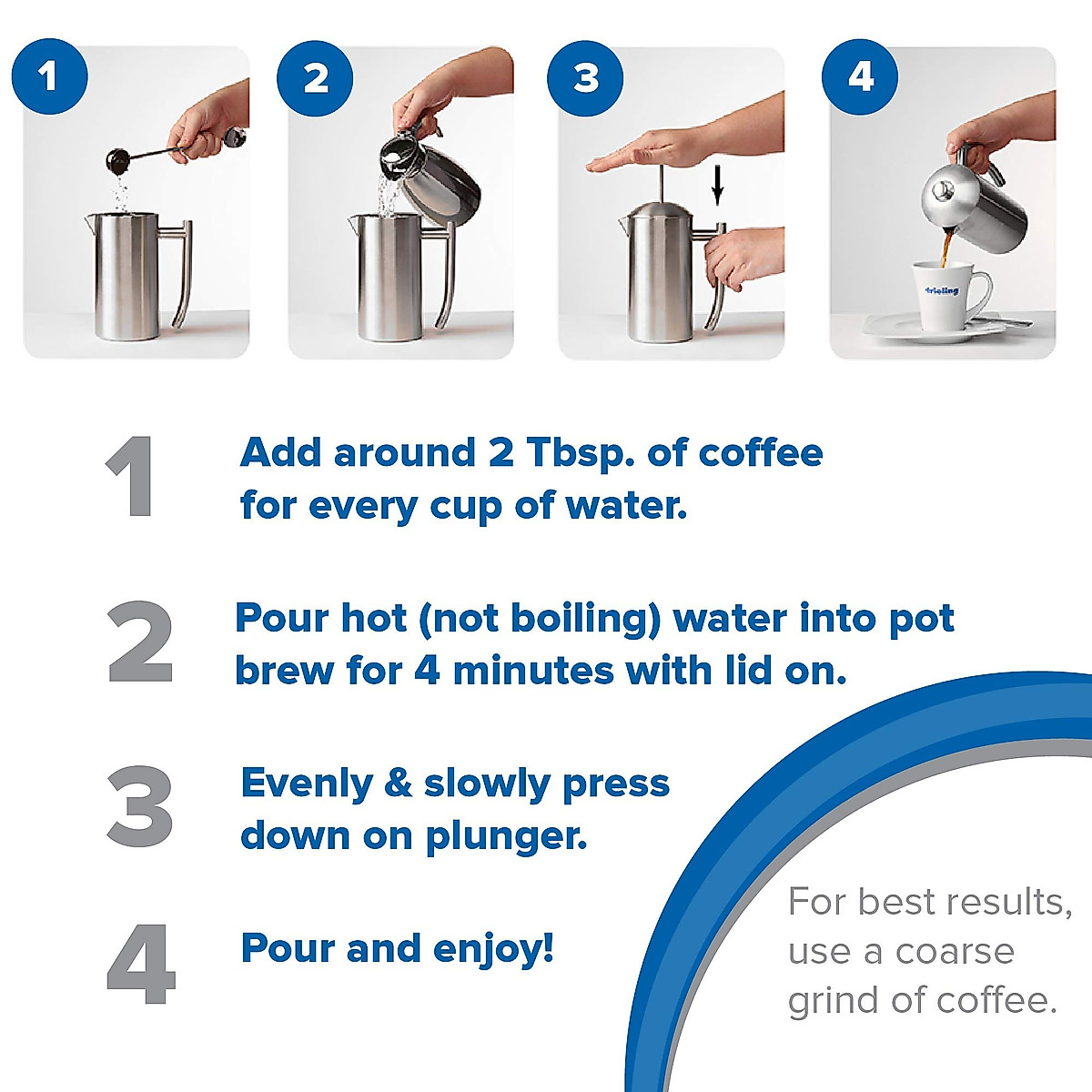 Frieling Double-Walled Stainless-Steel French Press Coffee Maker, Brushed, 23 Ounces