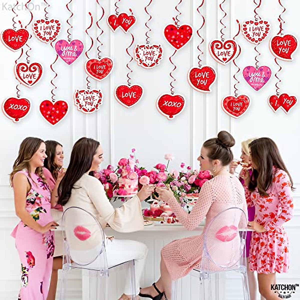 KatchOn, I Love You Valentines Hanging Swirls - Pack of 30, Valentines Day Decorations | Valentines Heart Decorations for Valentines Day Decor | Hanging Hearts Decorations for Valentines Decorations.