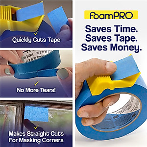Foampro 149 Tape Cap Compact Tape Dispenser, 3-Pack for 1”, 1 1/2” and 2” Masking and Painter’s Tape | DIY Painting Accessories | Tape Corners, Create Labels, Arts & Crafts Projects & More!