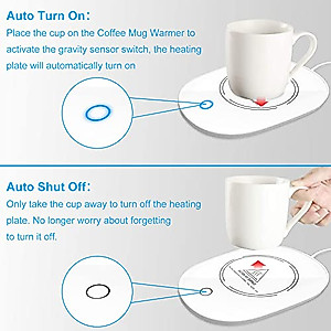 Evoio Coffee Mug Warmer, Coffee Cup Warmer with Automatic Shut Off, Coffee Warmer for Desk Office Home Use, Cup Warmer Plate for Coffee, Milk, Tea, Water, New Year Birthday Gift, White