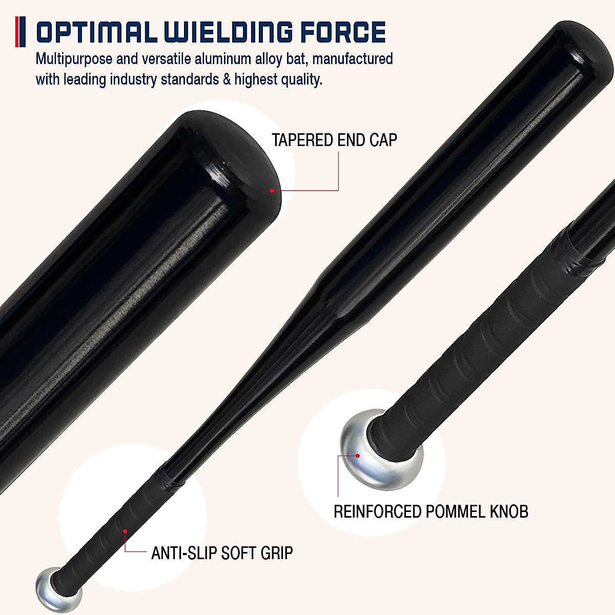 Aluminum Baseball Bat - 28 Inch 13 Oz - Ultra-Lightweight Fungo Bat for Softball, Home Defense, Training, Security, and Protection - KOTIONOK