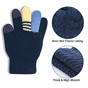 kimmyku Winter Gloves For Toddlers Kids Boy Girls ，3Pairs Toddler Kids Gloves Winter Mittens Full Finger Children Thermal Warm Knit Gloves 2-4-5-6-7-12years