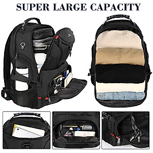 MATEIN Backpack for Men, Large Laptop Backpack with USB Port, Travel Backpacks for Women Student, Big College School Bookbag Water Resistant TSA Business Computer Bag Fit 17 Inch Notebook, Black