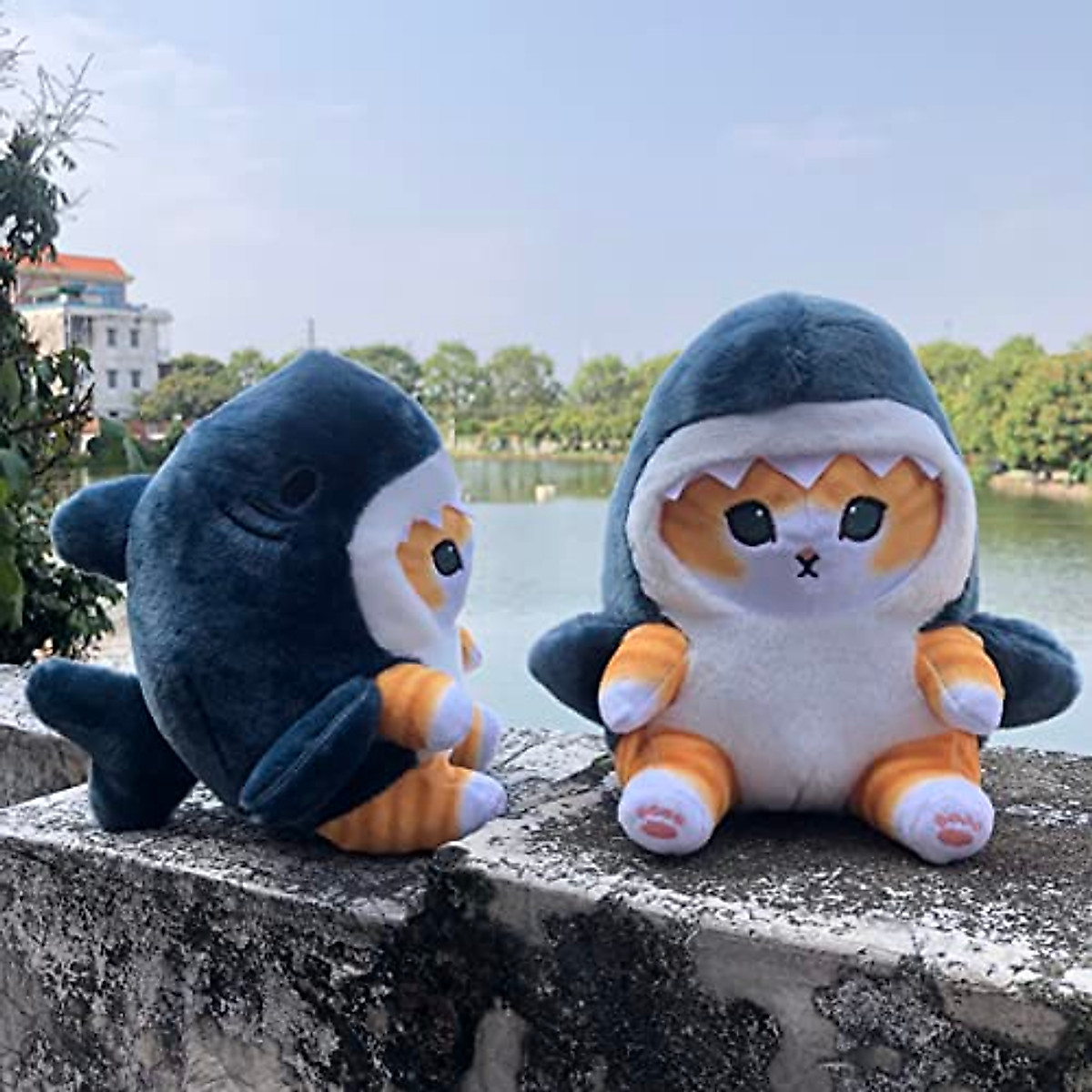 8.1'' Shark Cat Funny Cute Stuffed Animal Doll ，Shark Cat Plush Toy