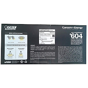 Feit LED Dimmable BR30 Flood Soft White Bulbs 65 Watts, Uses 11.5 Watts, 4 Pack
