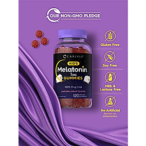 Carlyle Kids Melatonin Gummies | 1 mg 120 Count | Fruit Flavor Gummy | Vegan, Non-GMO, Gluten Free