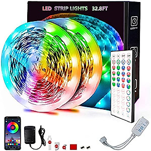 ATDOALL LED Strip Lights for Bedroom, RGB Color Changing Led Light Strips 32.8ft, Music Sync Bluetooth and Remote Control Led Strip Lights for Decorating Home Kitchen TV Party