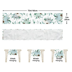 Fall Table Runner 72 Inches Long Blue Pumpkin Decor Autumn Thanksgiving Table Runner Decorations for Home