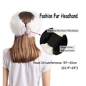 Faux Fur Headband with Elastic for Women's Winter Earwarmer Earmuff(One size,White)